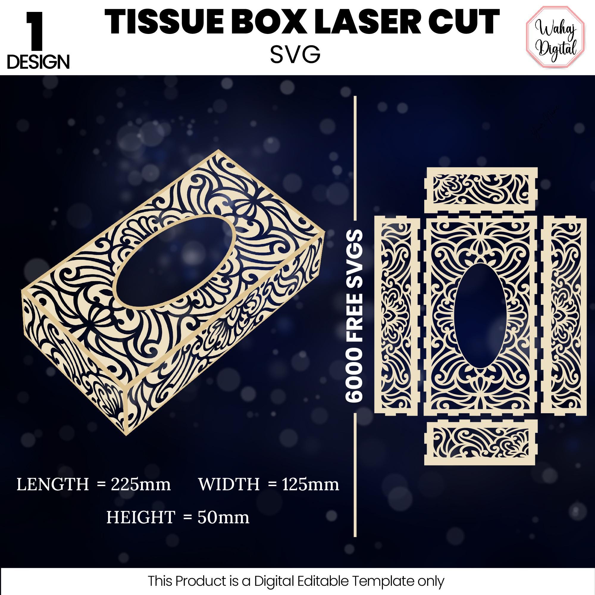 Tissue Box Laser Cut SVG | Laser Cut Files | 3D Laser Cut | Box SVG ...