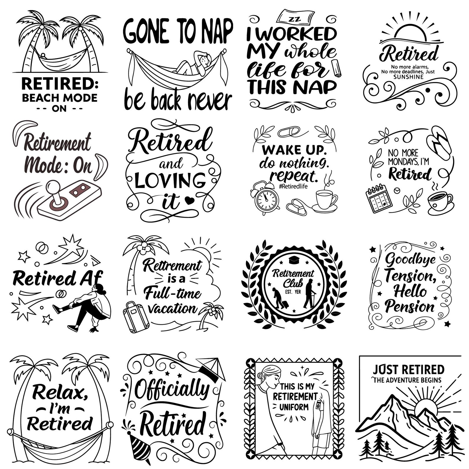 Retirement SVG Design Bundle: Funny Retired Sayings (digital Download ...