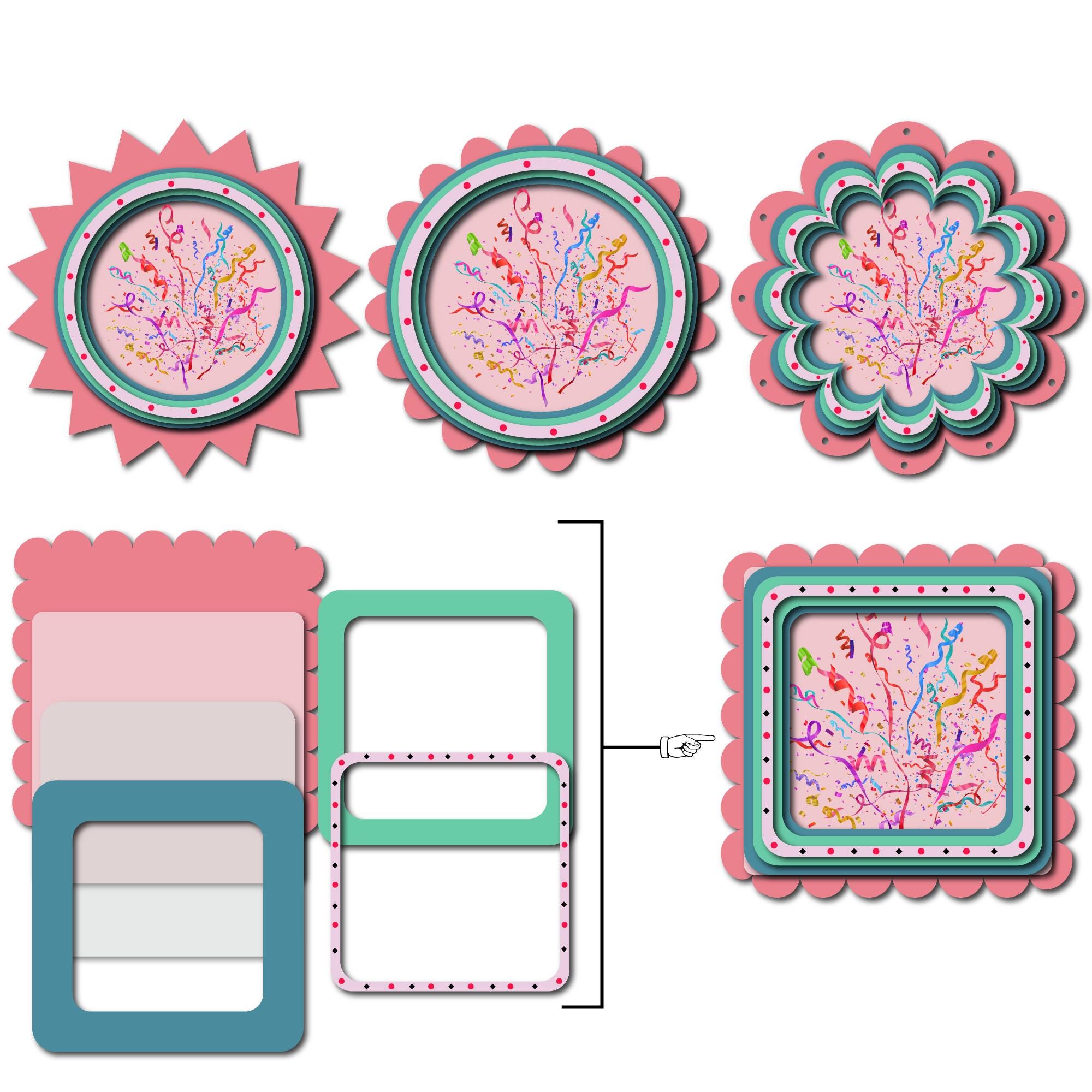 Shaker Cake Topper SVG Bundle: Layered Party Decor (digital Download ...