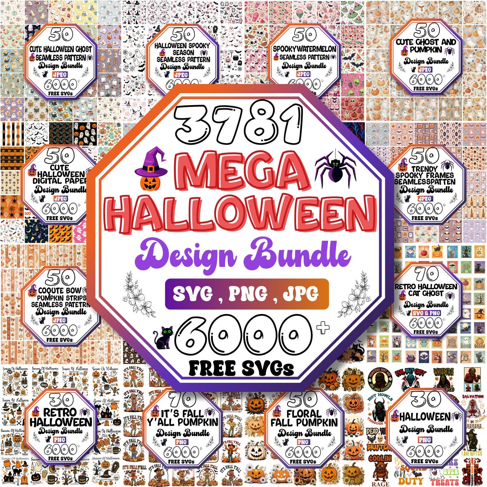 Mega Halloween SVG Bundle: Spooky Silhouettes, Vintage Ghosts (digital ...