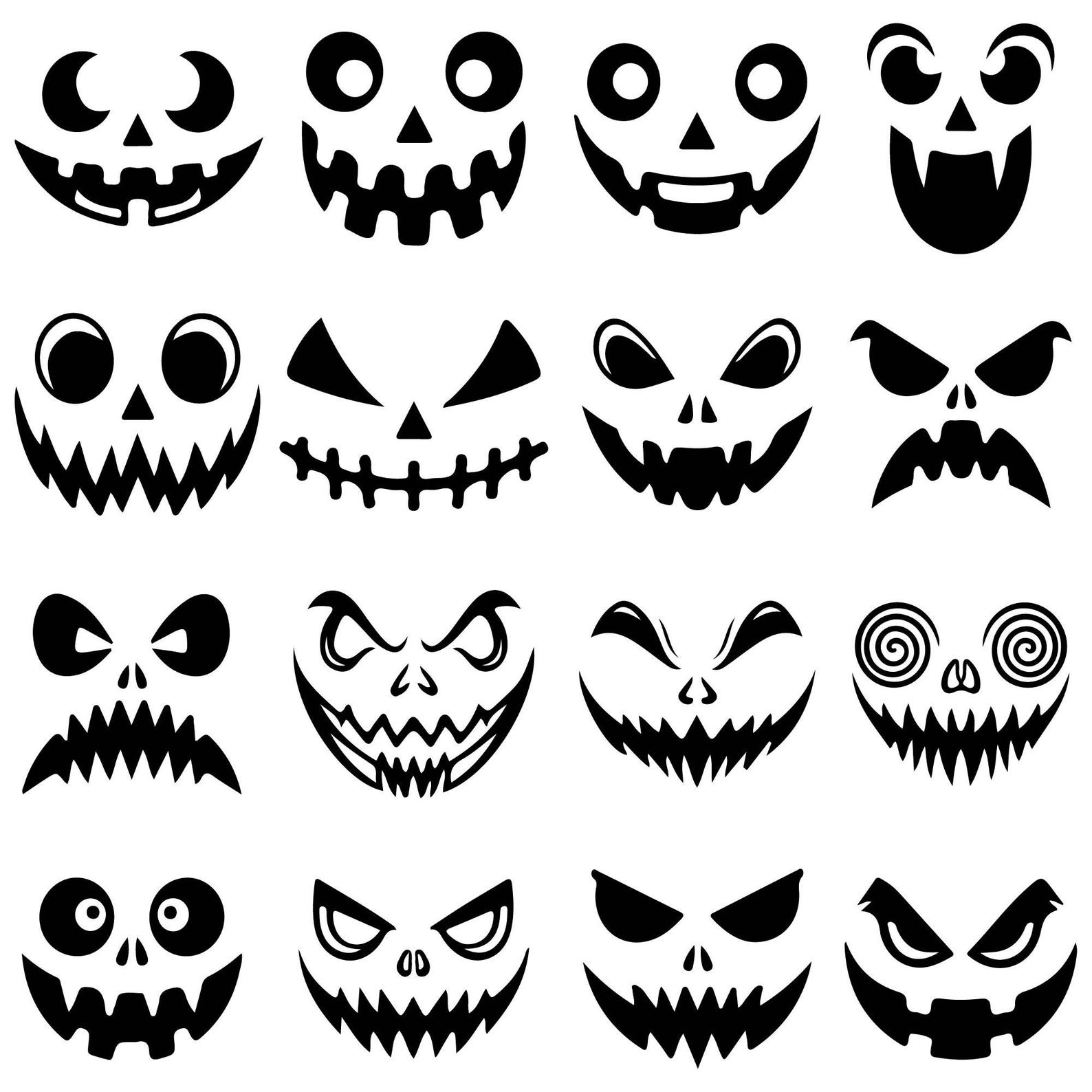 Halloween Pumpkin Faces SVG Bundle: Spooky Lantern Designs (digital ...