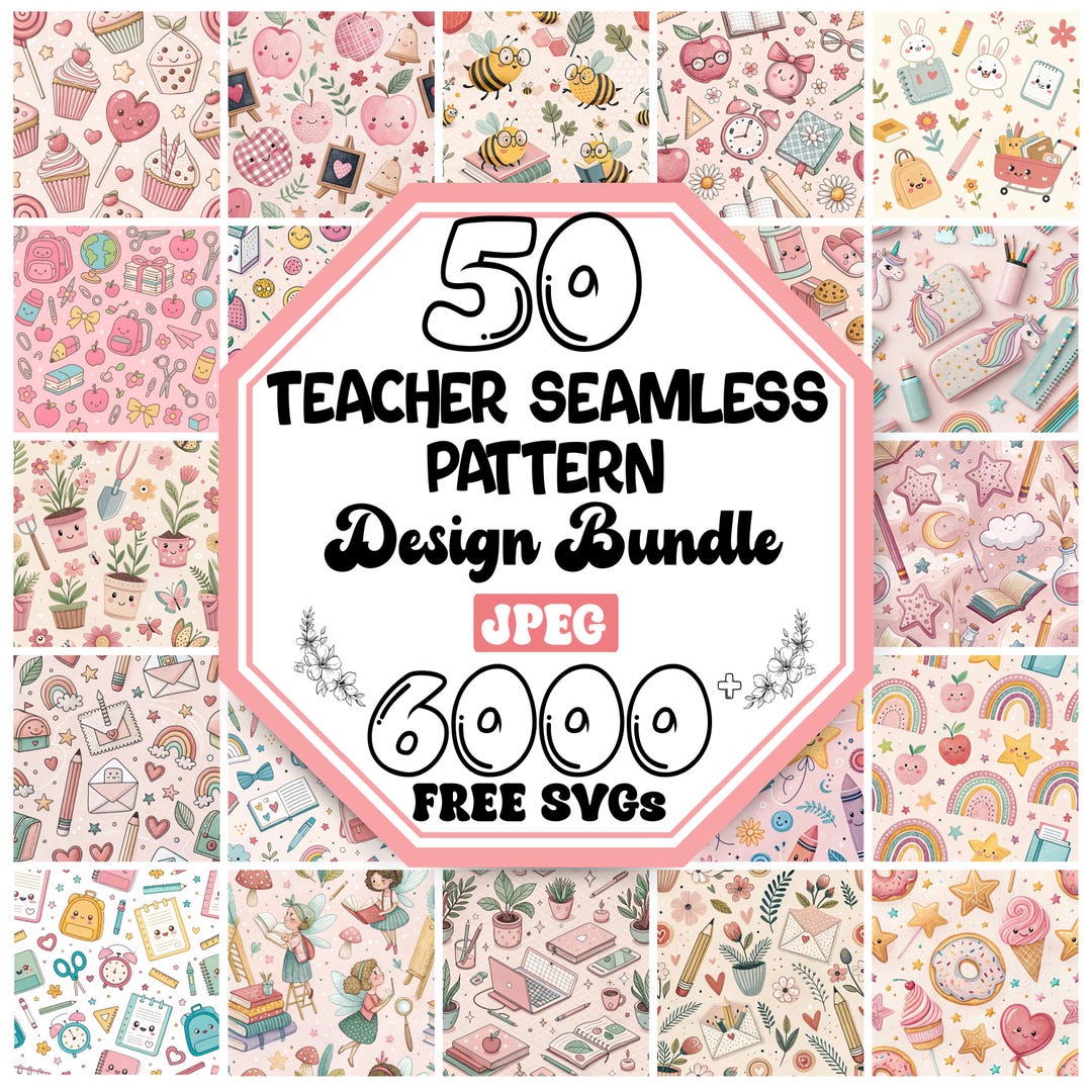 Teacher Seamless Pattern Bundle | Digital Paper Designs (PDF) - Etsy