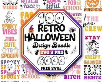 Retro Halloween SVG Bundle: Ghost & Hippie Clipart (digital Download ...