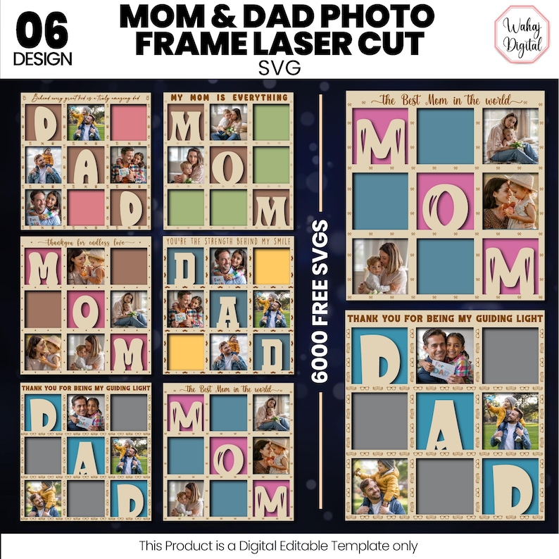 Laser Cut Mom & Dad Photo Frame SVG Bundle (digital Download) - Etsy