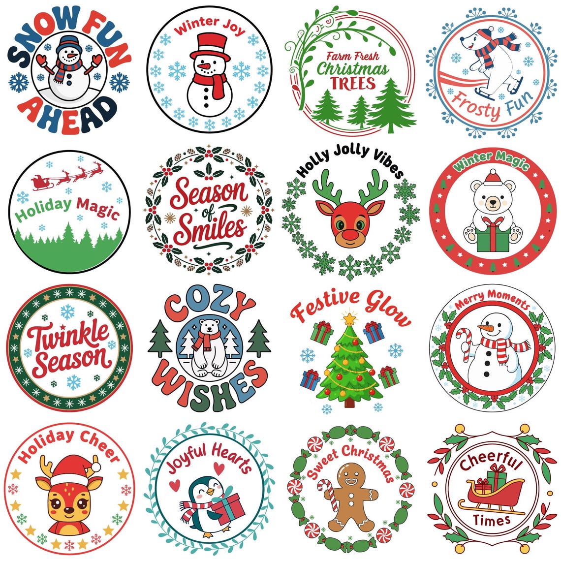Round Christmas Sign SVG Bundle: Festive Door Hanger Designs (digital ...