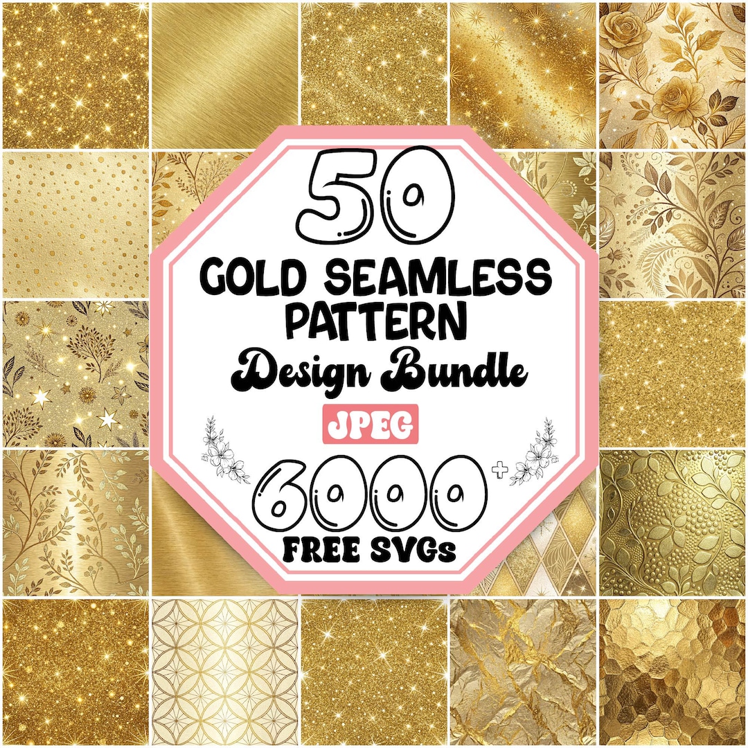 Gold Seamless Pattern Bundle |printable Digital Pattern |gold Wrapping ...