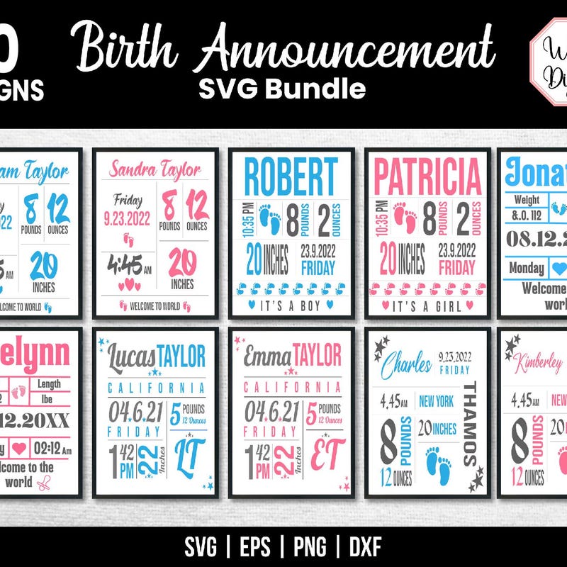Birth Stats Svg - Etsy