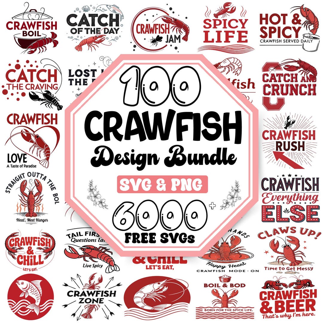 Crawfish Svg Bundle |sea Animal Svg |southern Seafood Svg |shellfish Svg |fishing Svg |coastal ...