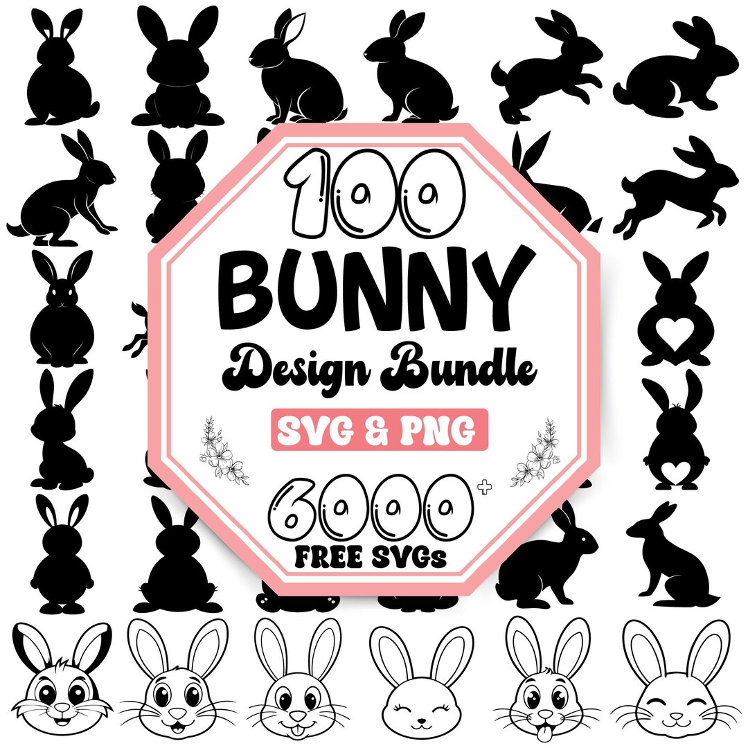 Bunny Svg Bundle |rabbit Svg |bunny Shape Svg |easter Rabbit Silhouette ...