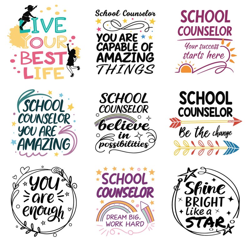 School Counselor SVG Bundle: Teacher Shirt Designs (digital Download ...