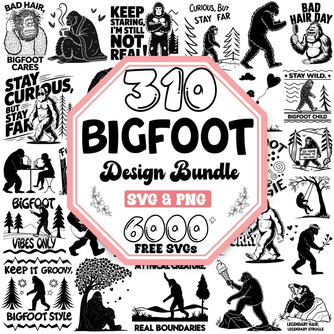 Bigfoot SVG Bundle: Sasquatch Graphics, Camping & Mountain Designs ...