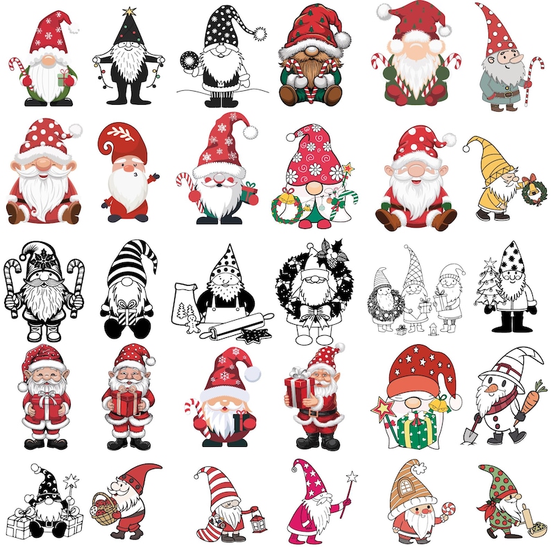Christmas Gnomes SVG Bundle: Holiday Clipart & Silhouette (digital ...