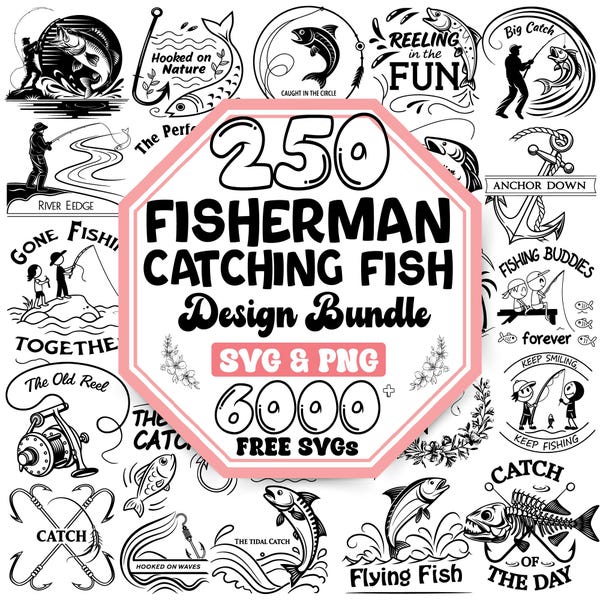 Catching Fish Svg - Etsy