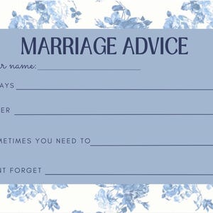 Editable Marriage Advice Cards – Printable Engagement Party and Bridal ...
