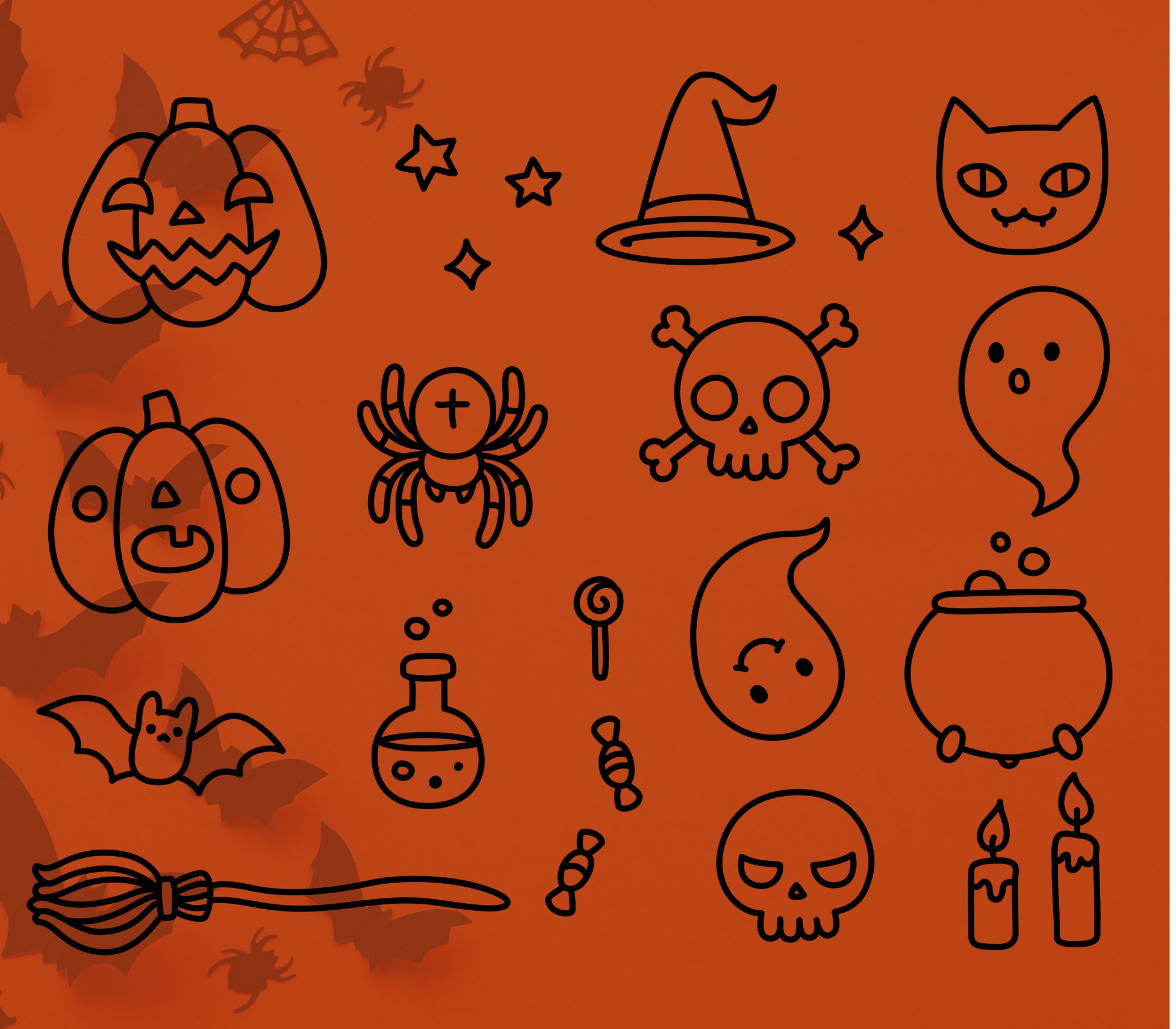 Halloween Doodle Bundle ai, Png, Eps, Svg, Pdf - Etsy