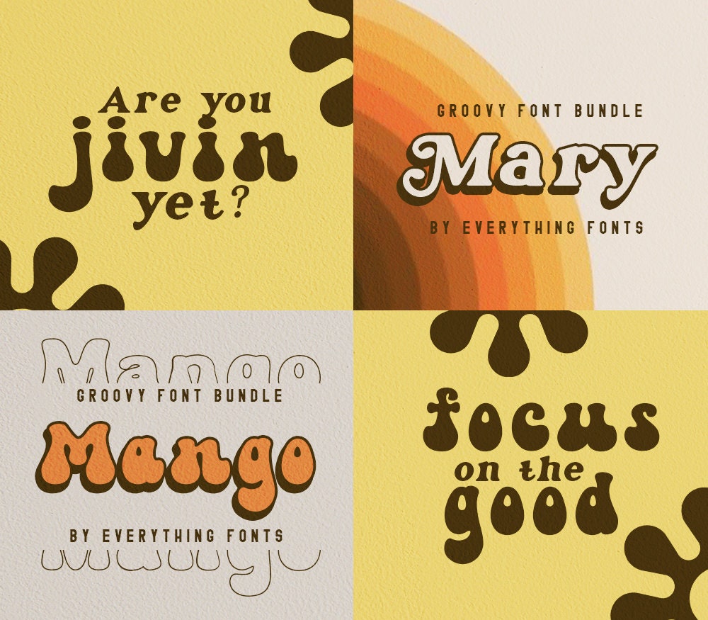 10 Groovy Font Bundle - Etsy