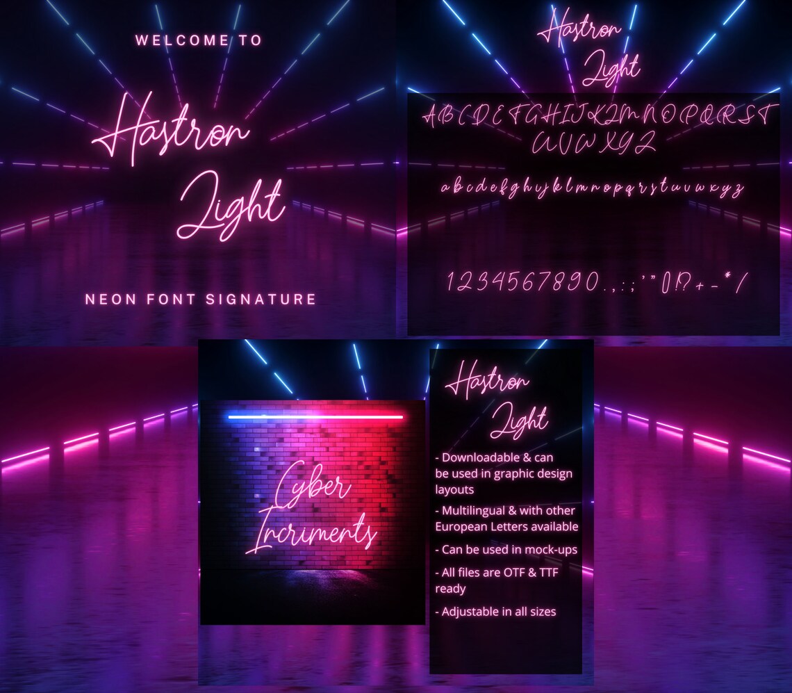 10 Neon Fonts Bundle Canva Fonts Cricut Fonts Procreate - Etsy
