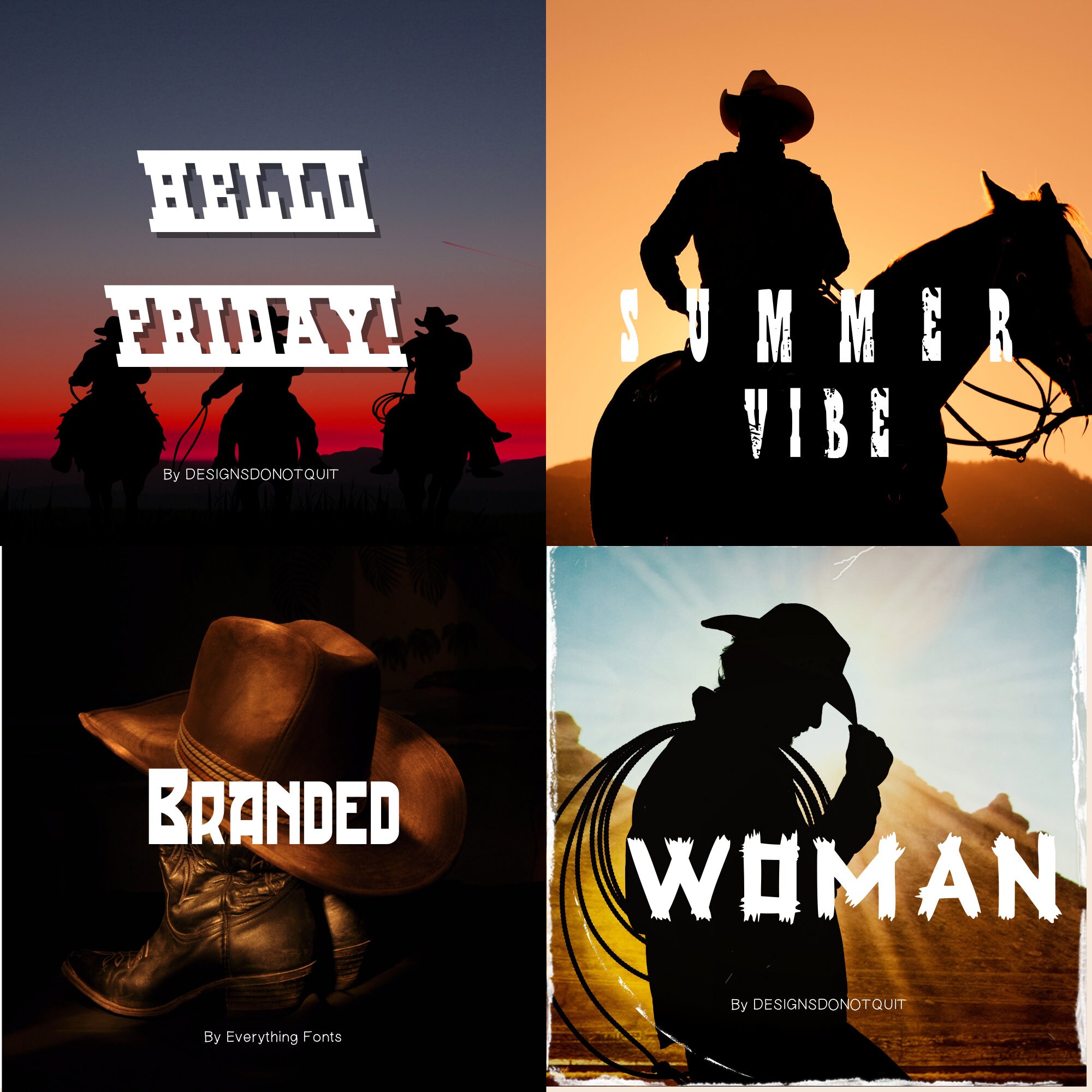 10 Western Font Bundle Canva Fonts, Circuit Fonts, Procreate Fonts ...