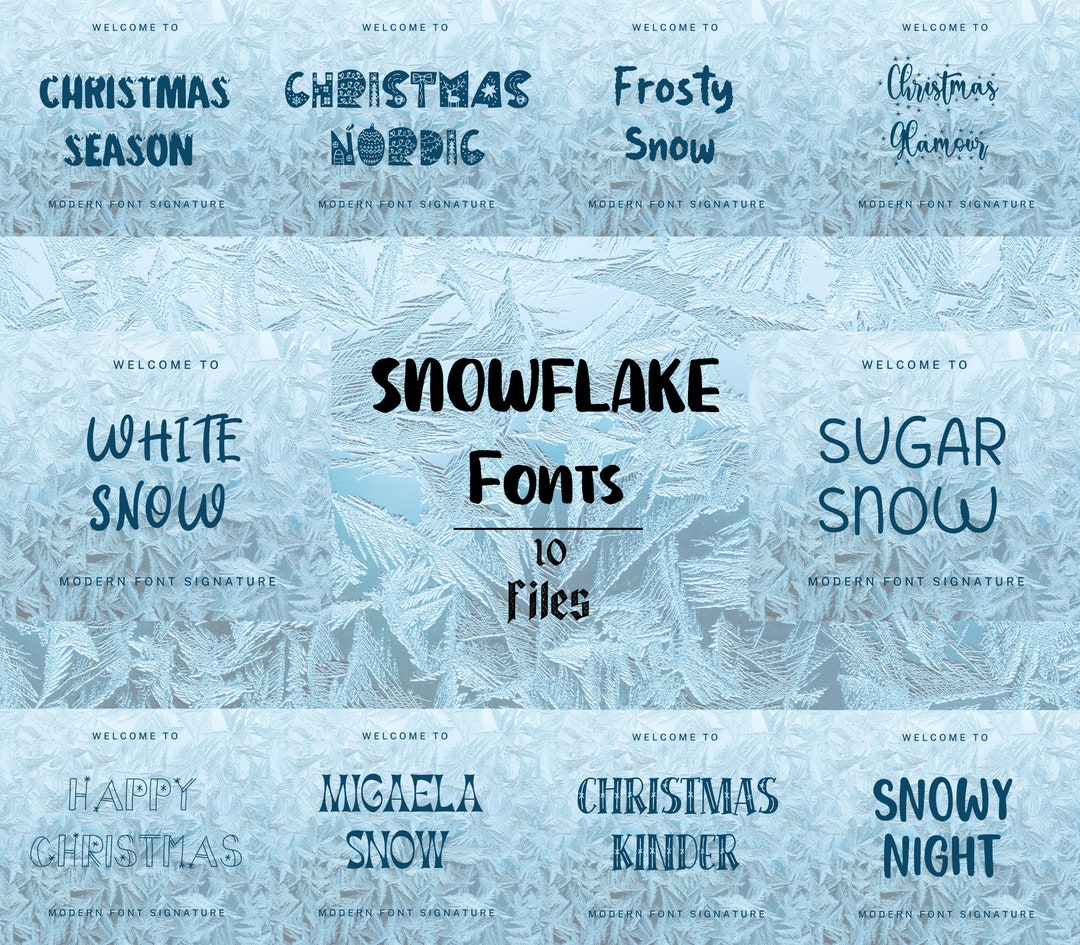 10 Snowflake Fonts Bundle Canva Fonts, Cricut Fonts, Procreate Fonts ...