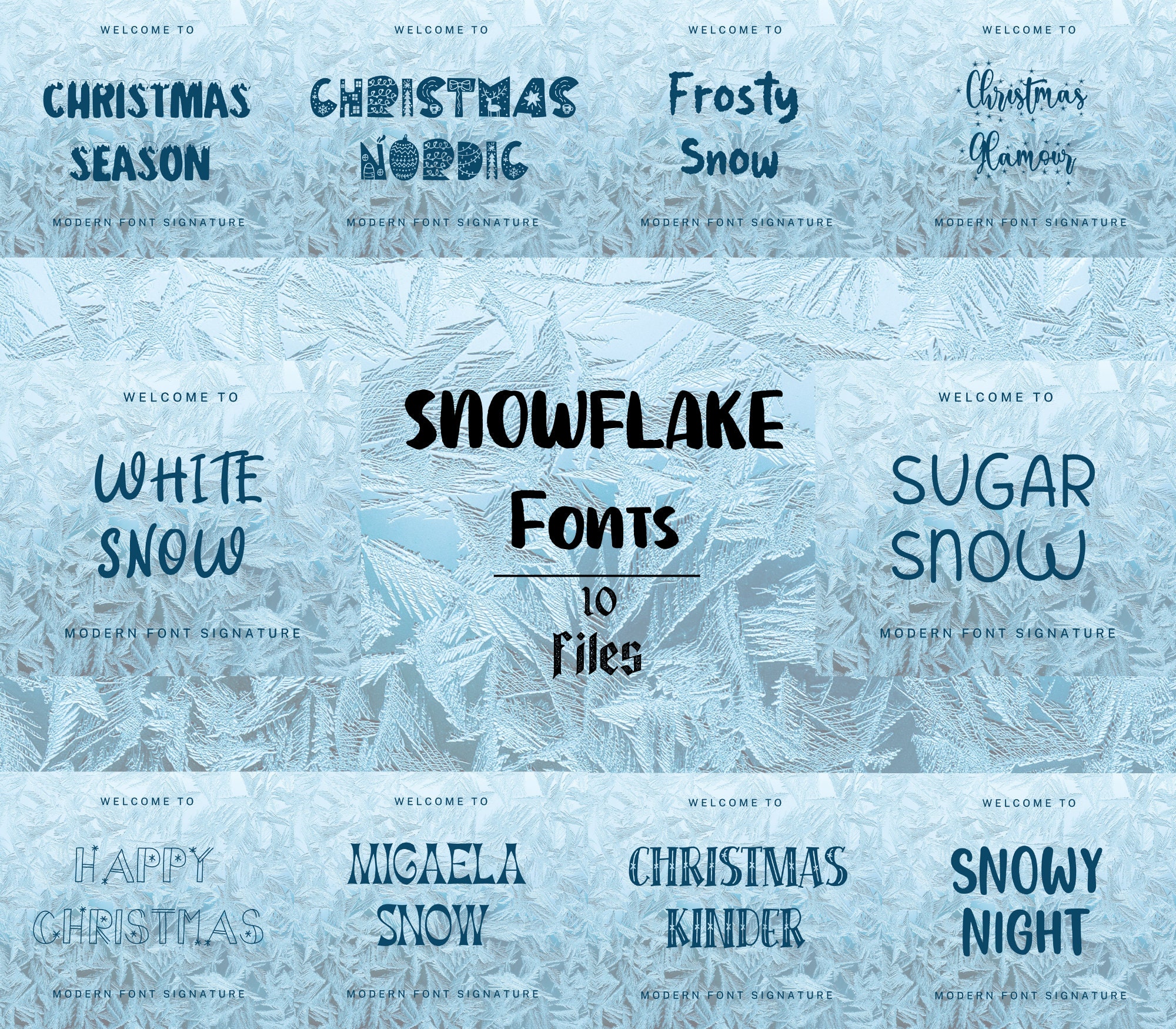10 Snowflake Fonts Bundle Canva Fonts, Cricut Fonts, Procreate Fonts, Branding Fonts, Commercial ...