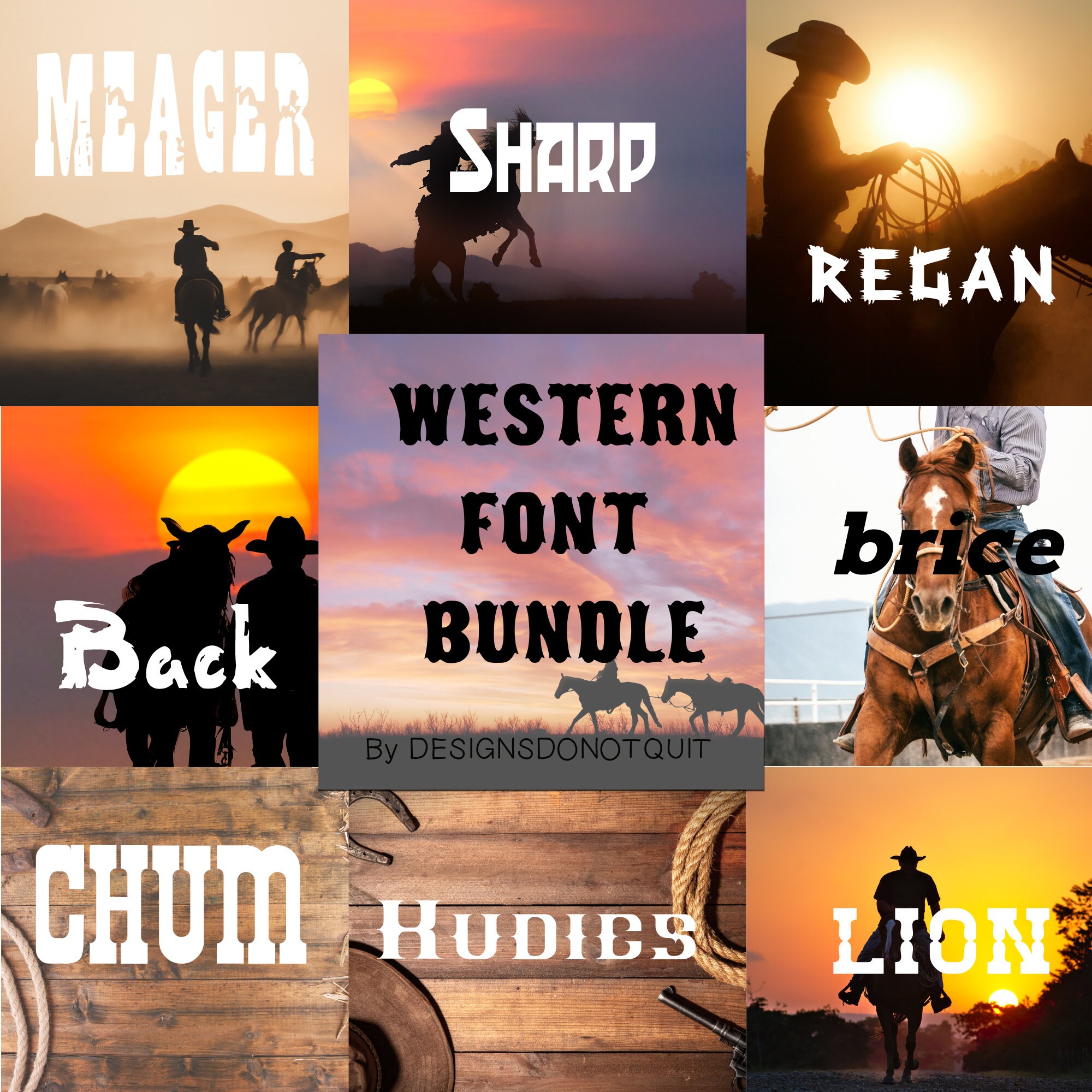 10 Western Font Bundle Canva Fonts, Circuit Fonts, Procreate Fonts ...
