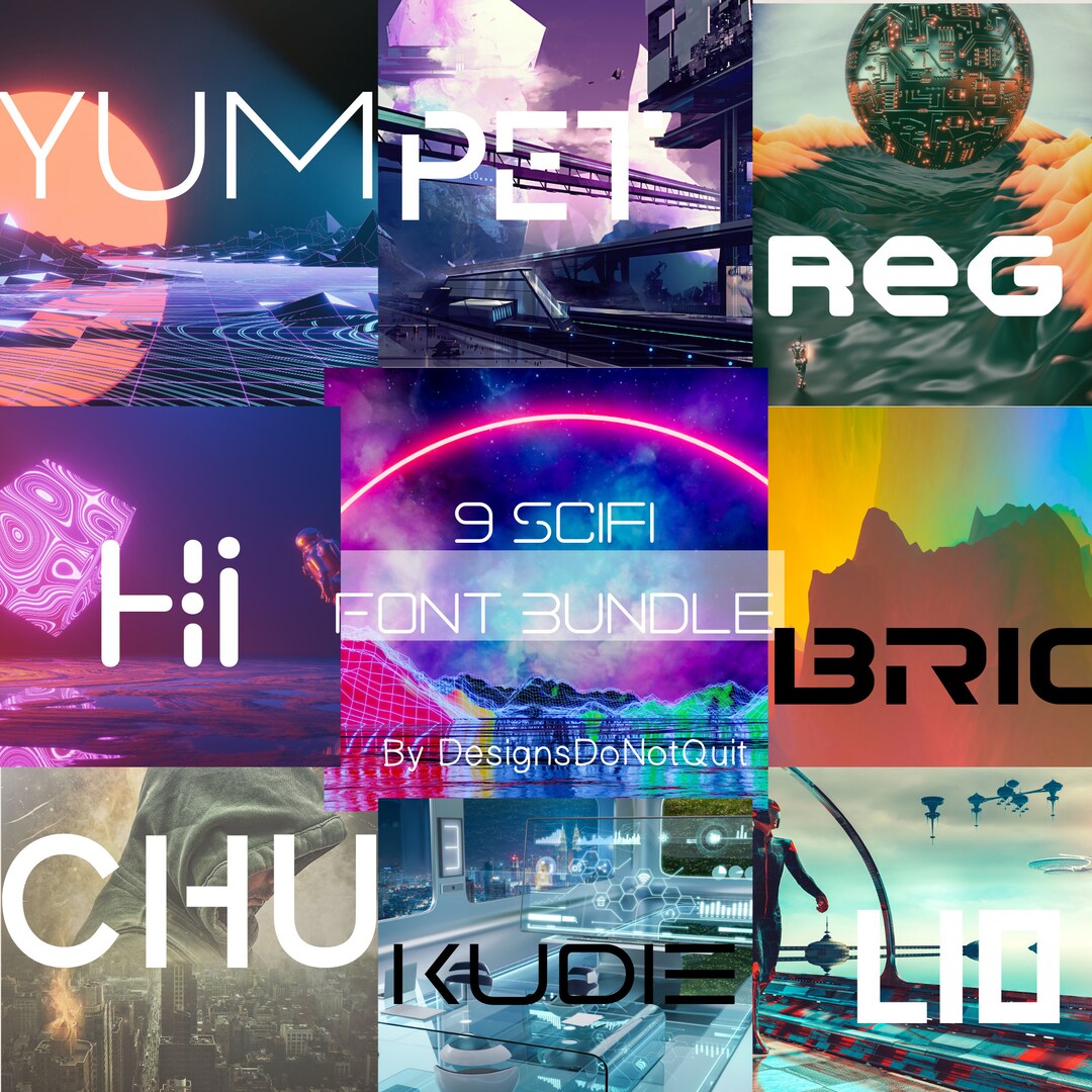 10 Scifi Font Bundle Canva Fonts, Circuit Fonts, Procreate Fonts ...