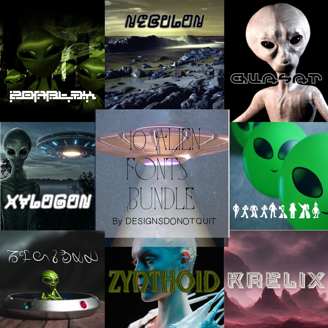 10 Alien Font Bundle Canva Fonts, Circuit Fonts, Procreate Fonts ...
