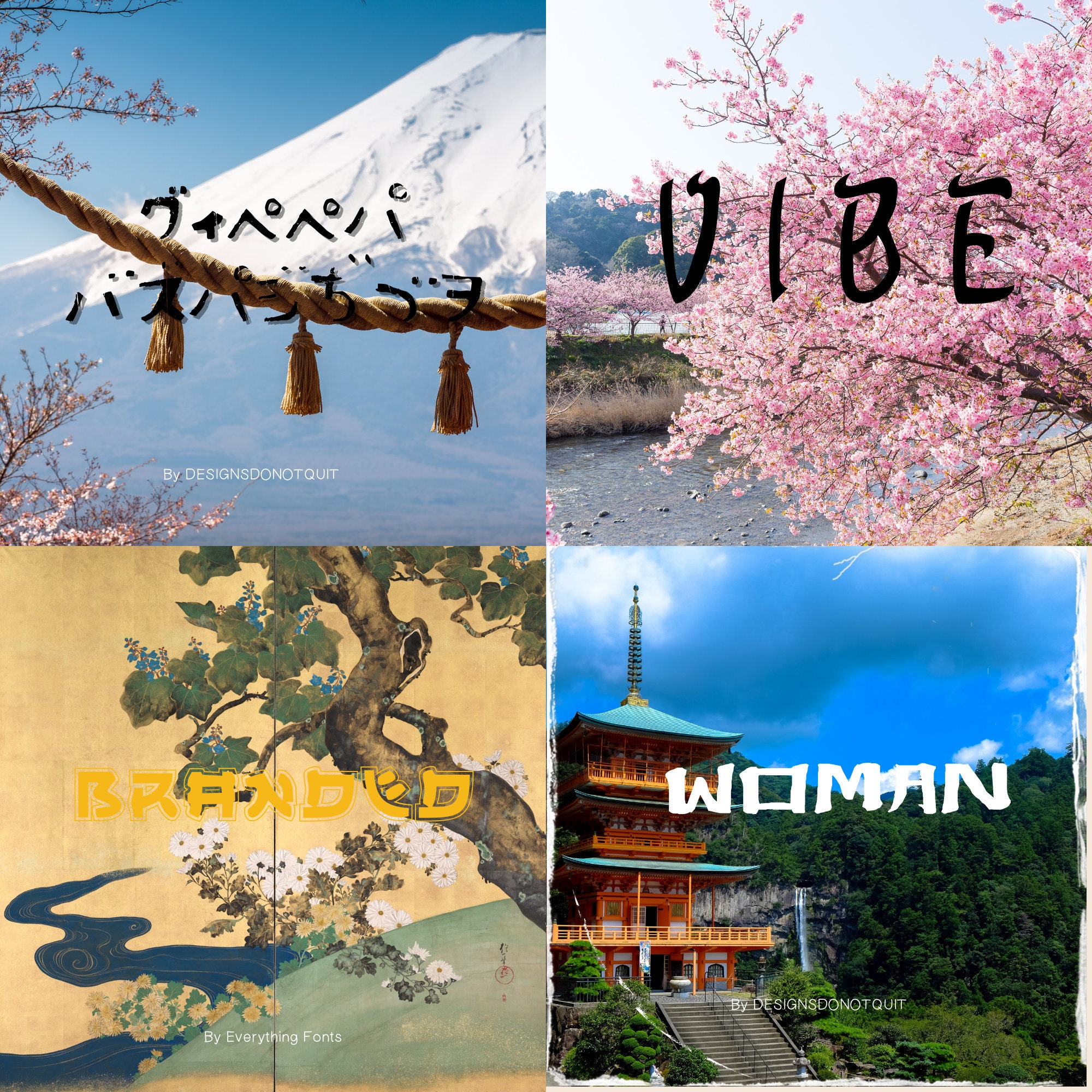 7 Japanese Fonts Bundle Canva Fonts, Cricut Fonts, Procreate Fonts ...