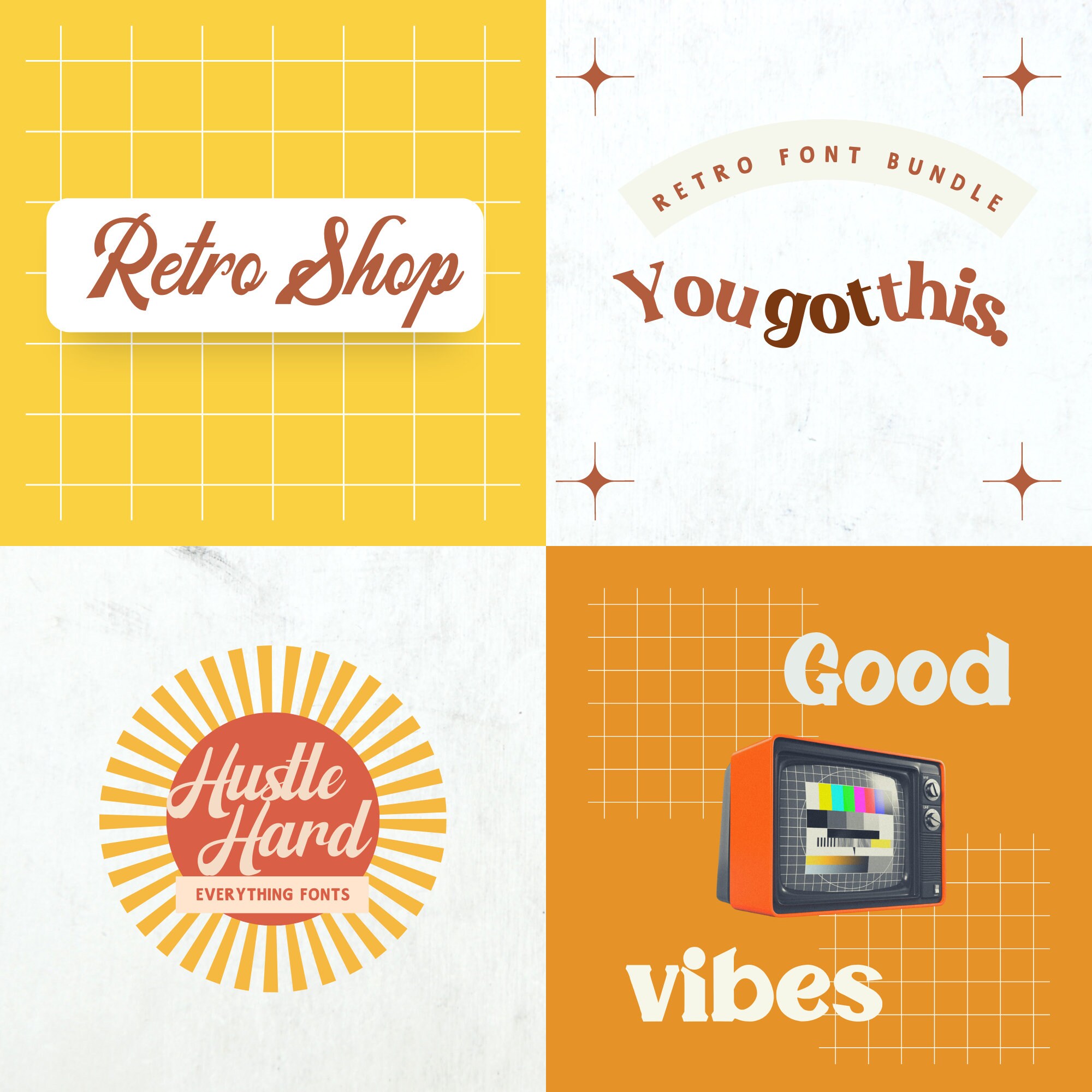 10 Retro Font Bundle - Etsy