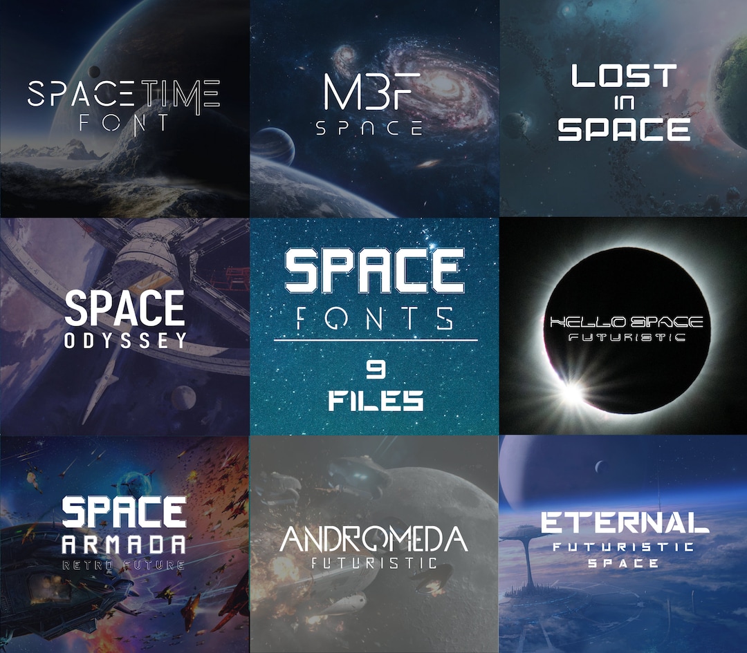 9 Space Fonts Bundle Canva Fonts, Cricut Fonts, Procreate Fonts ...