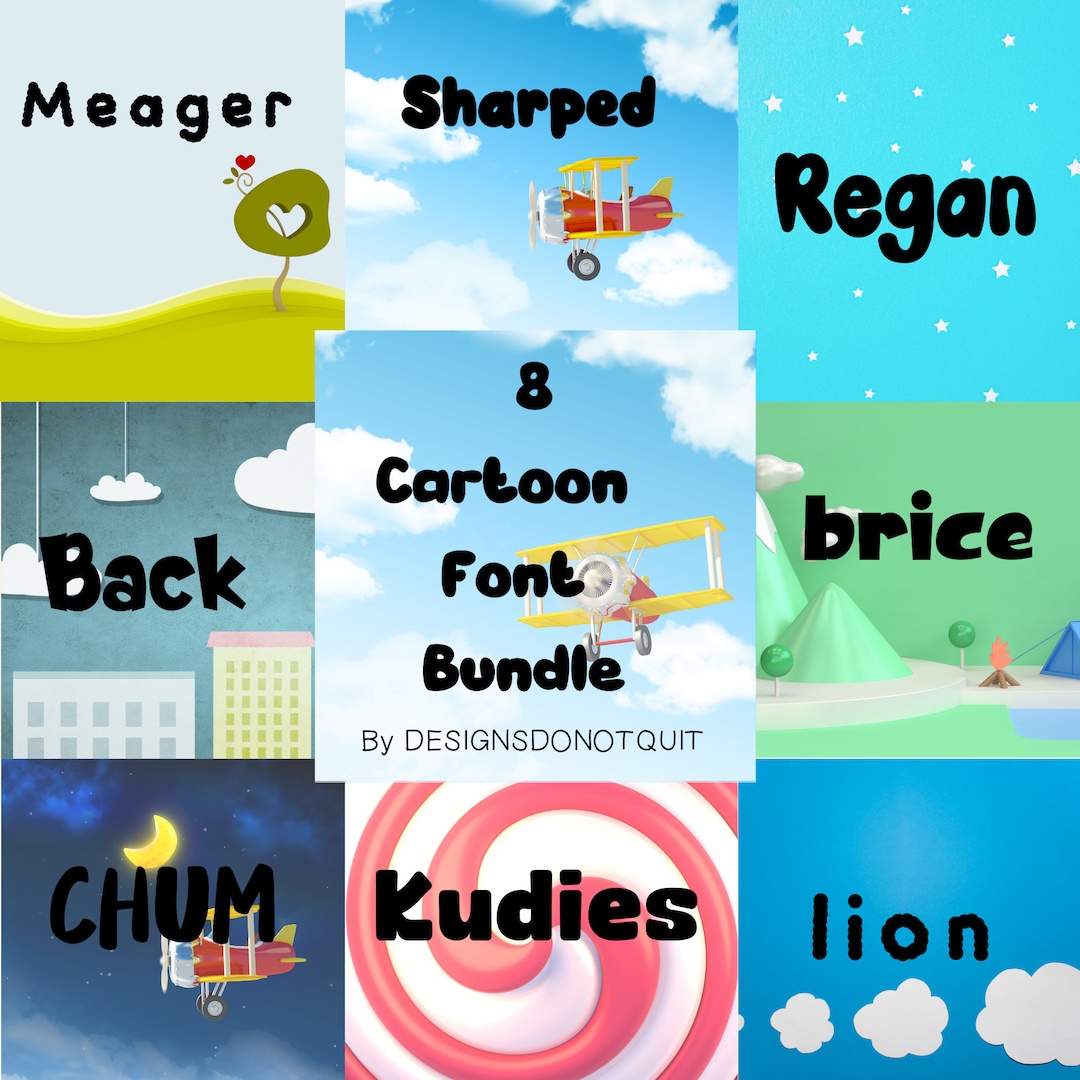 8 Cartoon Font Bundle Canva Fonts, Circuit Fonts, Procreate Fonts ...