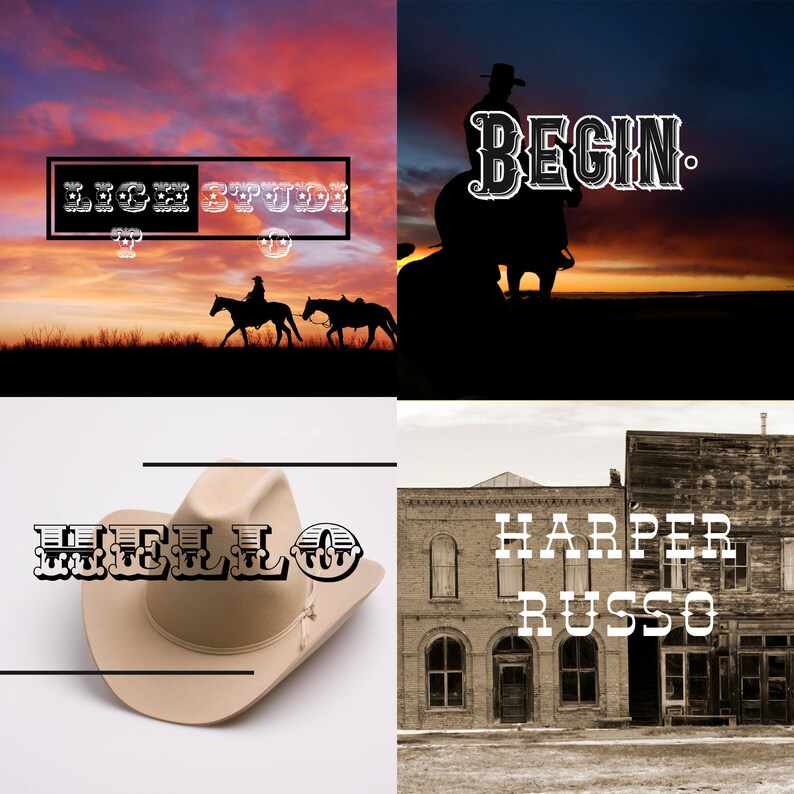 9 Western Font Bundle Canva Fonts Circuit Fonts Procreate - Etsy