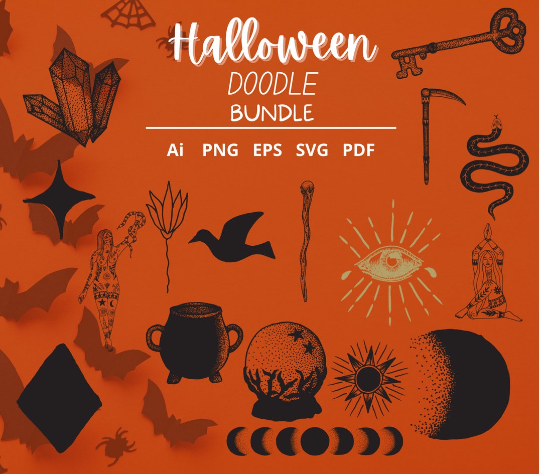 Halloween Doodle Bundle ai, Png, Eps, Svg, Pdf - Etsy