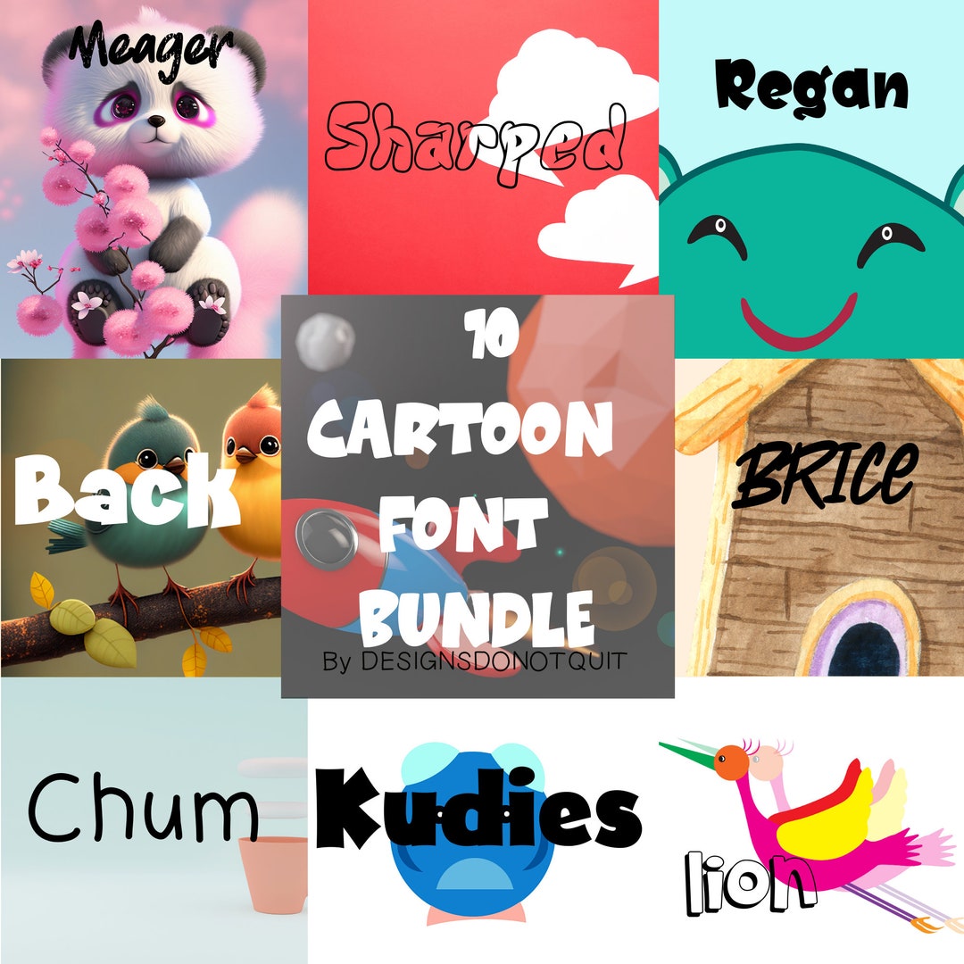 10 Cartoon Font Bundle Canva Fonts, Circuit Fonts, Procreate Fonts ...