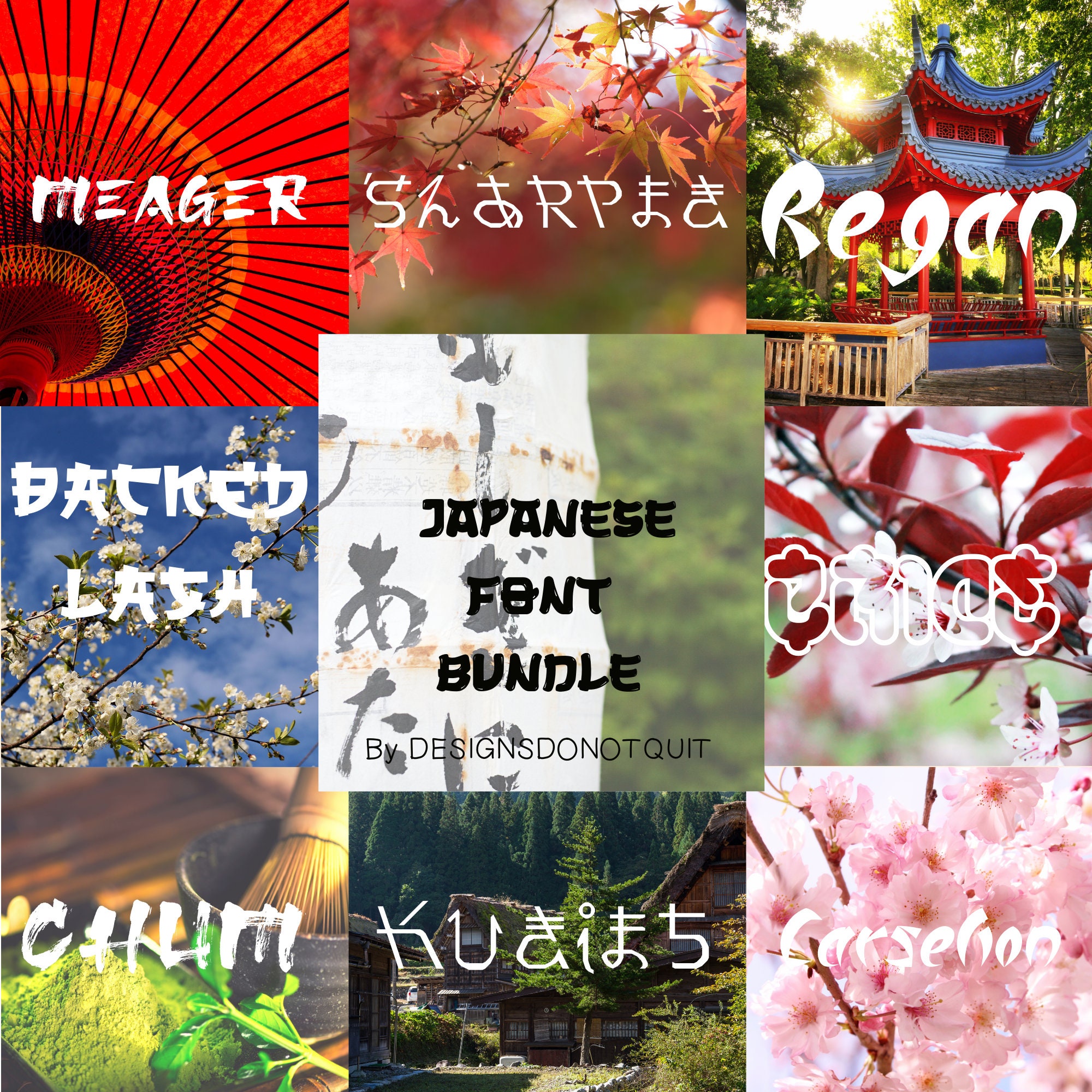 7 Japanese Fonts Bundle Canva Fonts, Cricut Fonts, Procreate Fonts ...