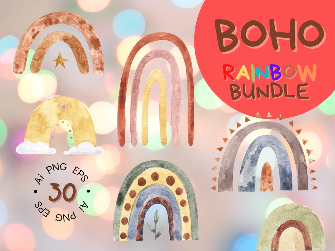 Boho Rainbow Bundle Ai EPS SVG PNG - Etsy