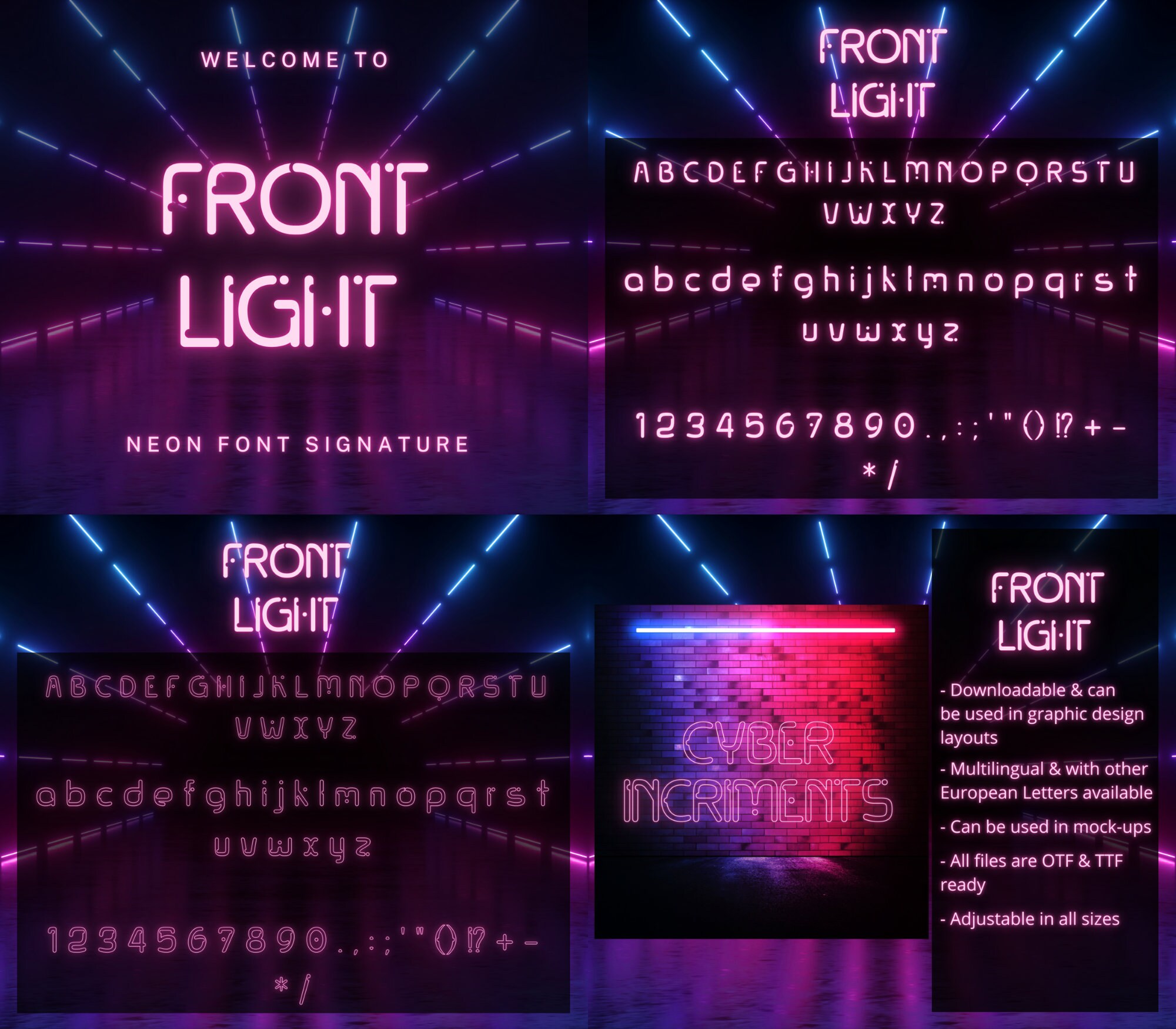 10 Neon Fonts Bundle Canva Fonts, Cricut Fonts, Procreate Fonts ...