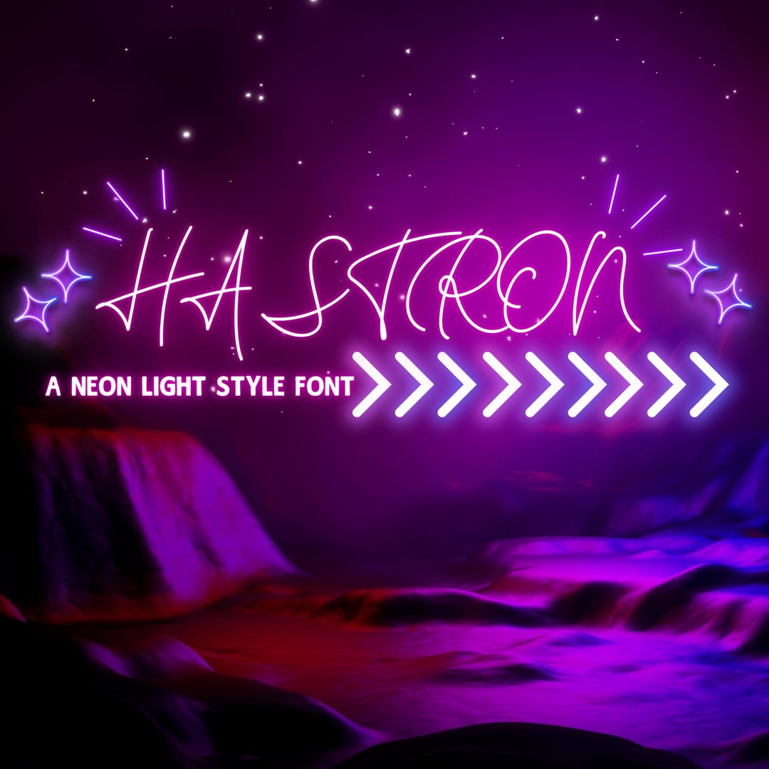 Hastron Font, Neon Font, Canva Font, Cricut Font, Procreate Font ...