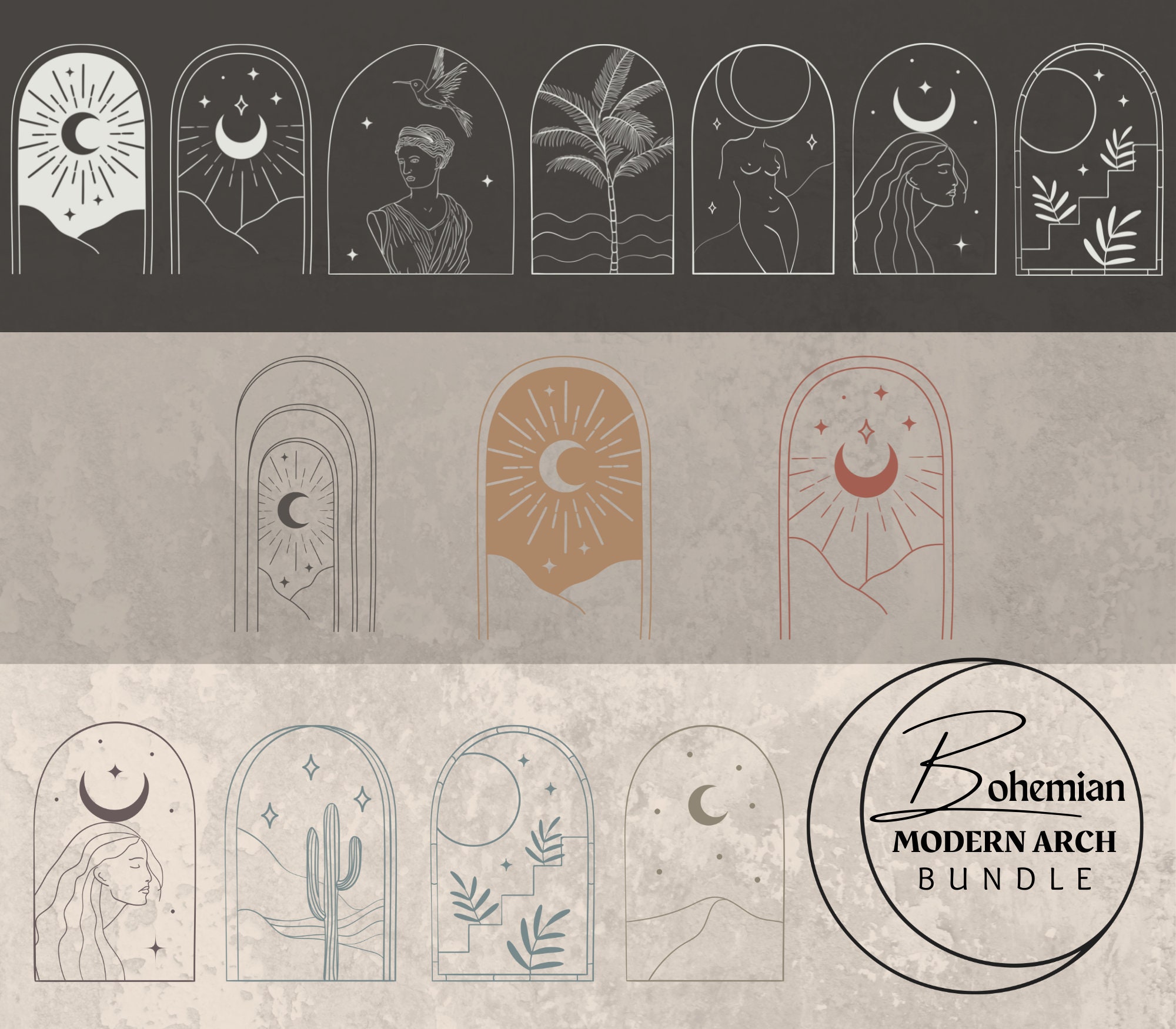 Bohemian Modern Arch Bundle ai, Png, Svg, Eps, Pat - Etsy