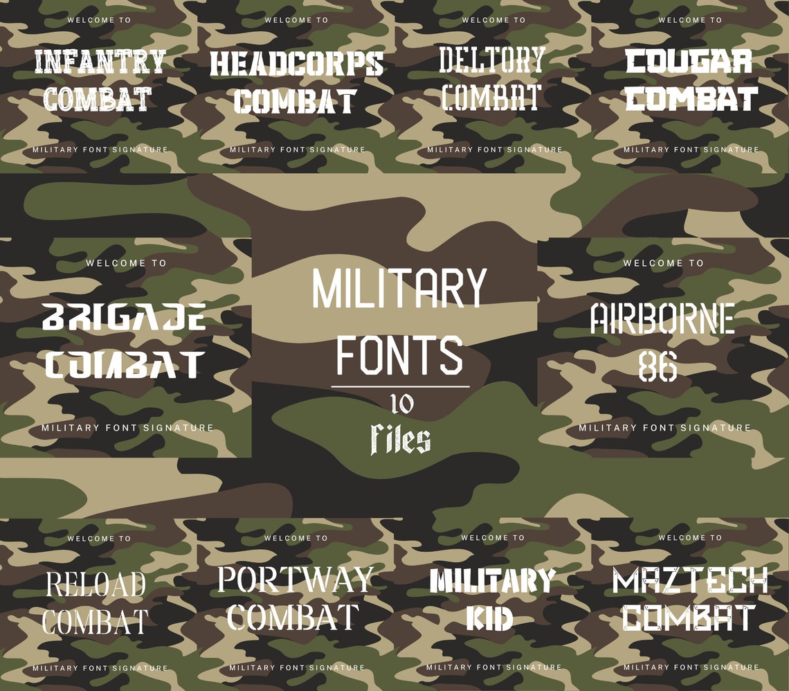 10 Military Fonts Bundle Canva Fonts, Cricut Fonts, Procreate Fonts ...