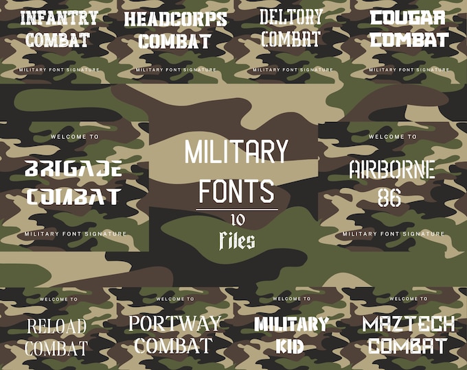 10 Military Fonts Bundle Canva Fonts Cricut Fonts Procreate - Etsy