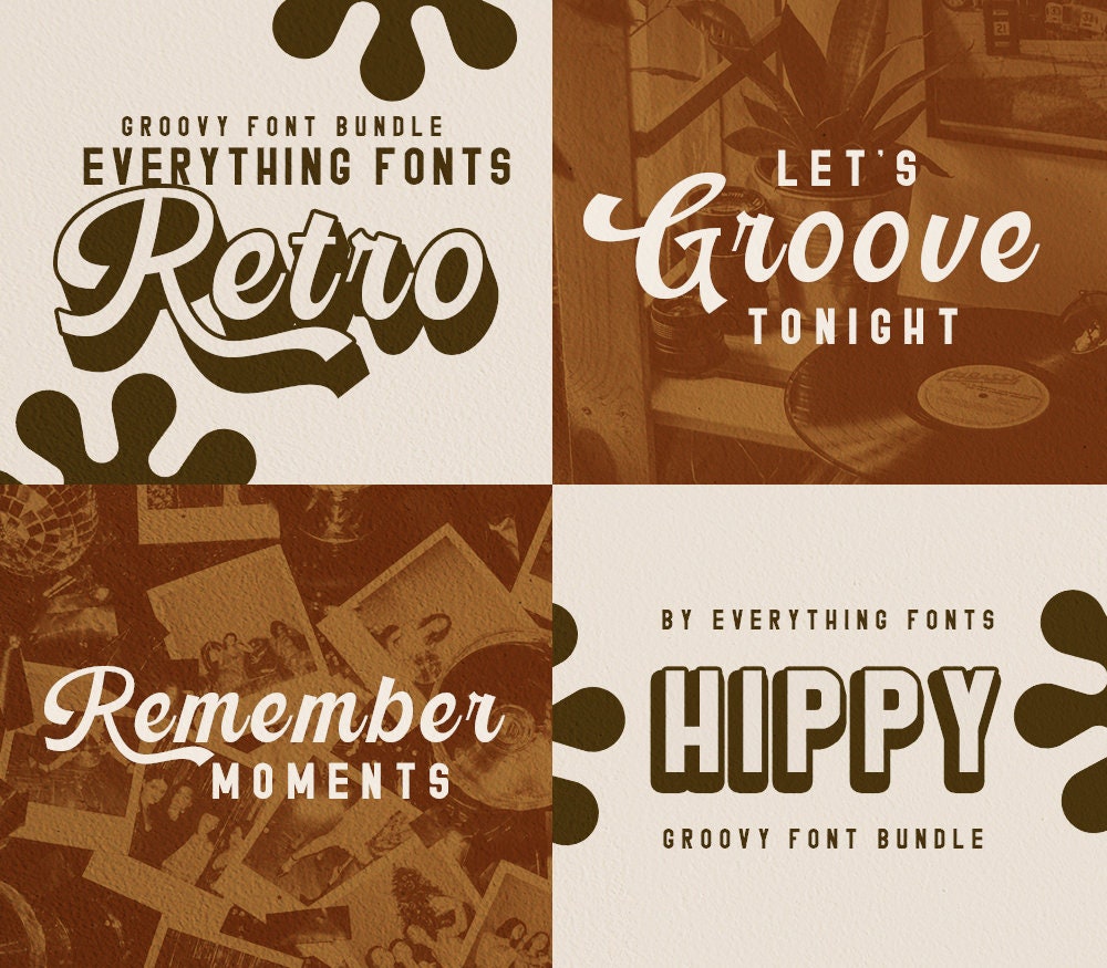10 Groovy Font Bundle - Etsy
