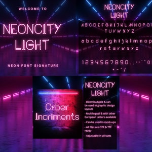 10 Neon Fonts Bundle Canva Fonts, Cricut Fonts, Procreate Fonts ...