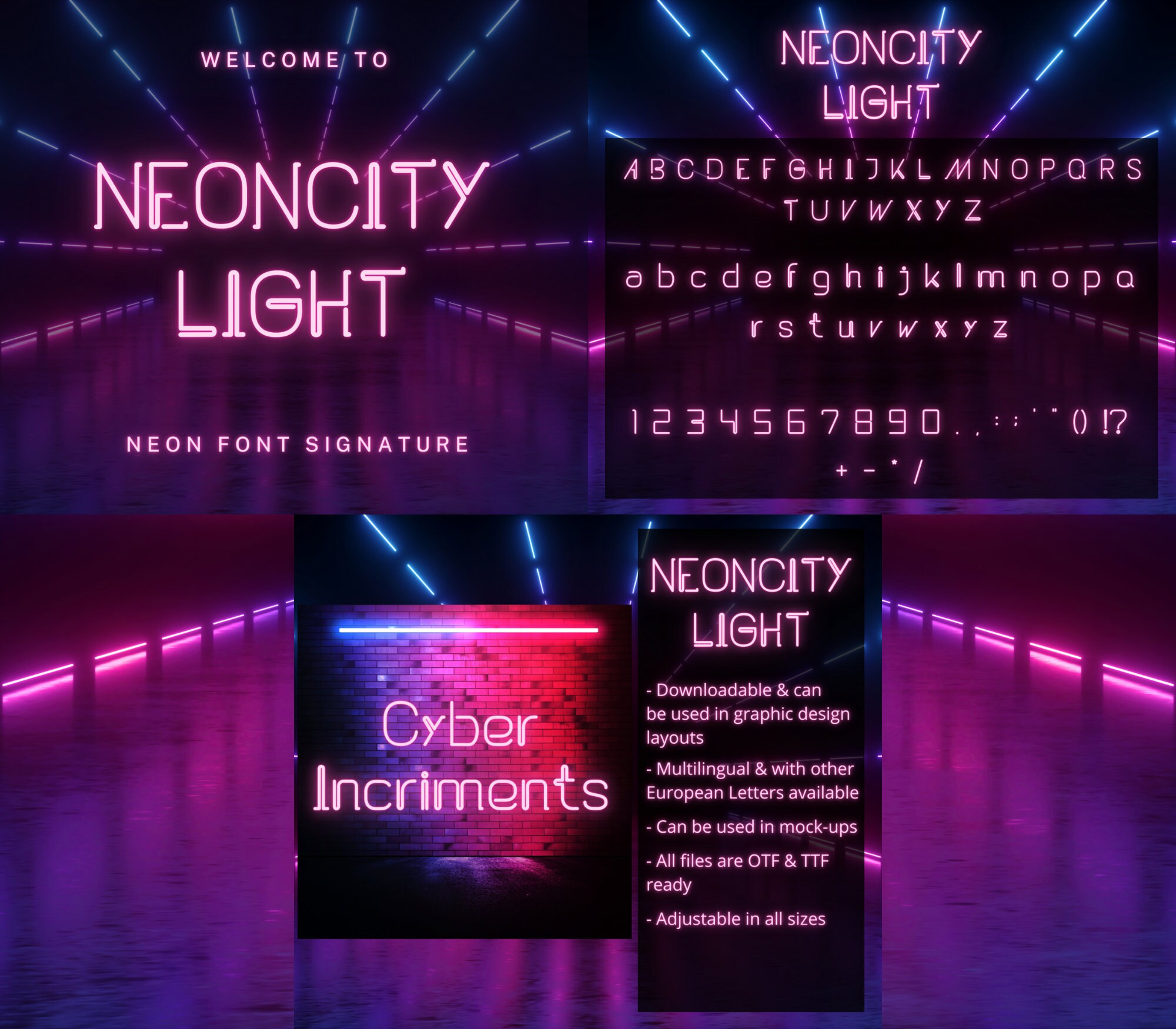 10 Neon Fonts Bundle Canva Fonts, Cricut Fonts, Procreate Fonts ...