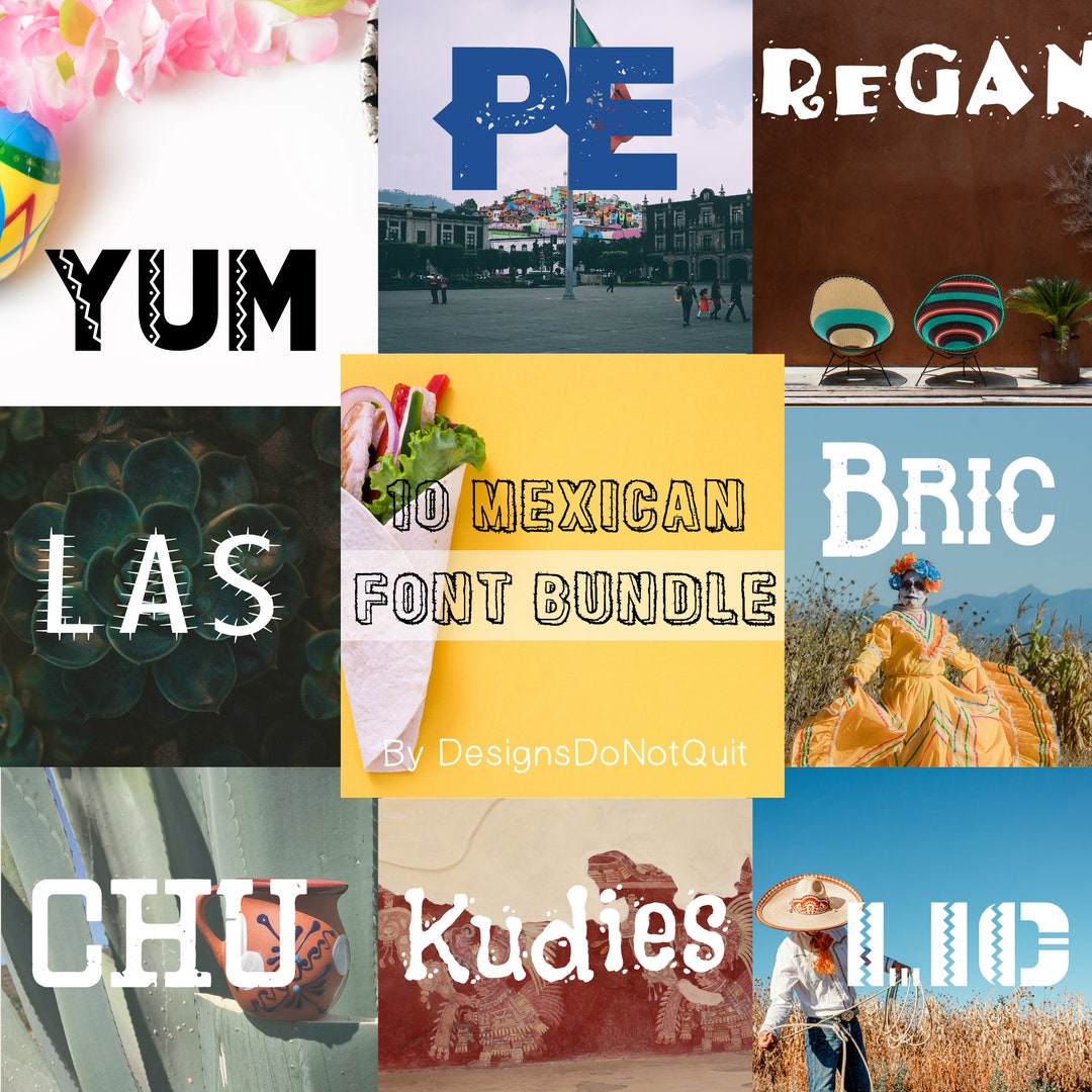 10 Mexican Font Bundle Canva Fonts, Circuit Fonts, Procreate Fonts ...