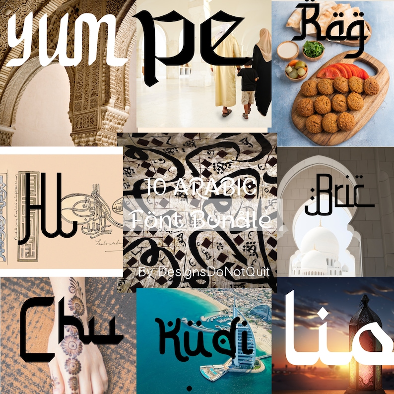 10 Arabic Font Bundle Canva Fonts, Circuit Fonts, Procreate Fonts ...