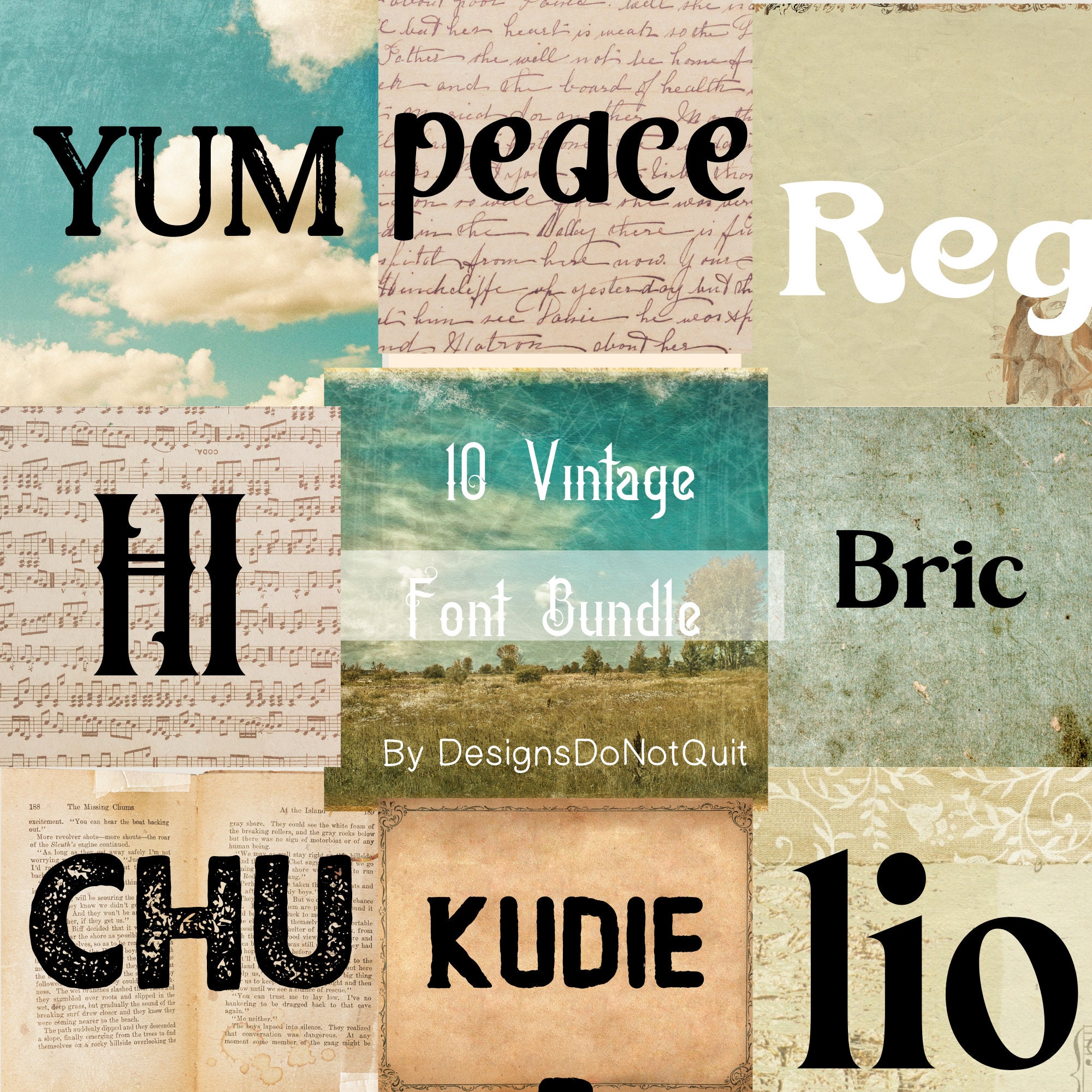 10 Vintage Font Bundle Canva Fonts, Circuit Fonts, Procreate Fonts ...