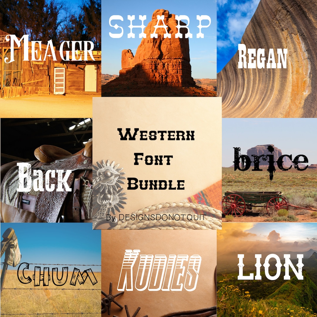 9 Western Font Bundle Canva Fonts, Circuit Fonts, Procreate Fonts ...