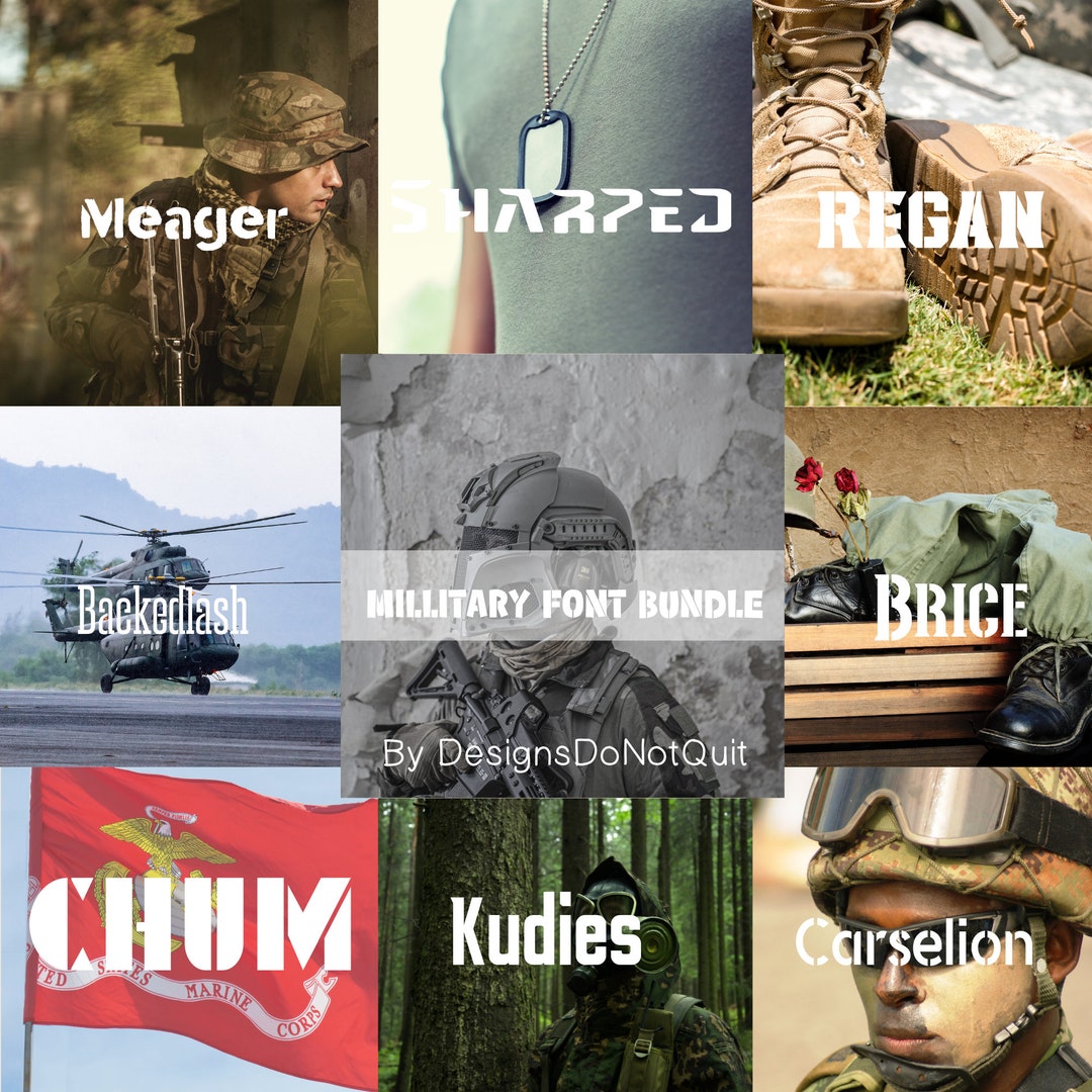 10 Military Font Bundle Canva Fonts, Circuit Fonts, Procreate Fonts ...