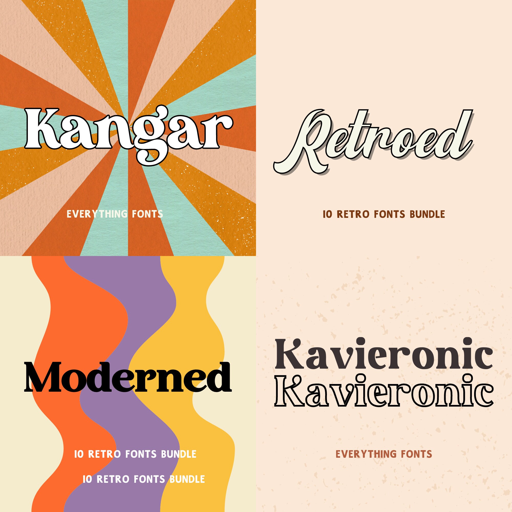 10 Retro Font Bundle - Etsy